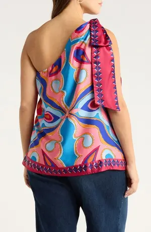 SUGARLIPS Abstract Print One-shoulder Top