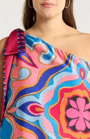 SUGARLIPS Abstract Print One-shoulder Top