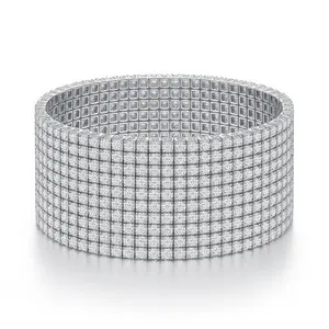 DONATELLO GIAN Crystal Tennis Stretch Bracelet - Silver