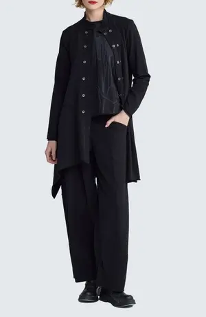 LUUKAA Structured Wide-Leg Cropped Pants Black