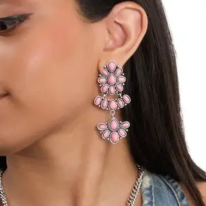 Jessica Simpson Floral Stone Drop Earrings
