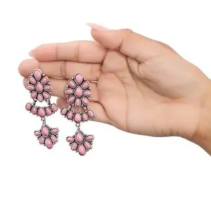 Jessica Simpson Floral Stone Drop Earrings