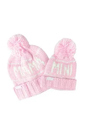 BITS & BOWS Knit Bobble Hat Bundle - Pink