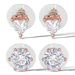 Jessica Simpson Heart And Round Crystal Stud Earring Set