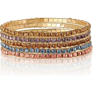 Jessica Simpson Fashion Rhinestone 5-Piece Bracelet Set Multi