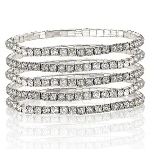 Jessica Simpson Fashion Rhinestone 5-piece Bracelet Set - Silver