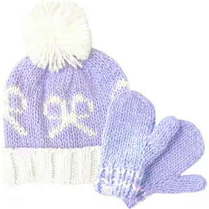 BITS & BOWS Knit Hat And Mittens Set - Lavender