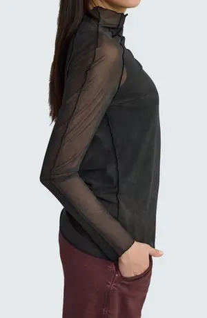 LUUKAA Mesh Turtleneck Blouse