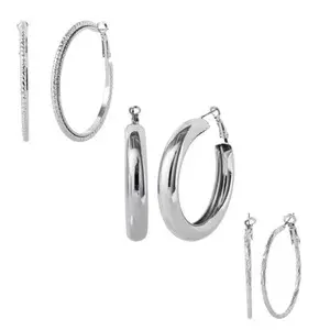 Jessica Simpson 3-piece Hoop Earring Set - Silver