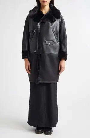 Junya Watanabe Faux Leather And Faux Fur Coat