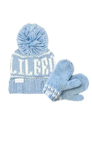 BITS & BOWS Knit Hat And Mittens Set - Blue