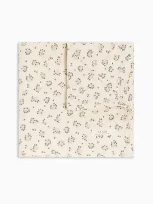 KENDI Organic Muslin Swaddle Blanket - Hayden Floral/denim + Mist