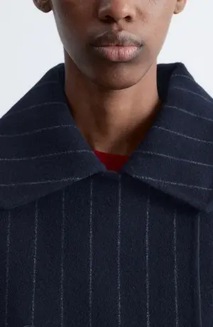 & Other Stories Chalk Stripe Wool Blend Cocoon Jacket