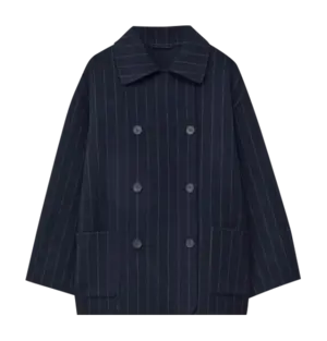 & Other Stories Chalk Stripe Wool Blend Cocoon Jacket