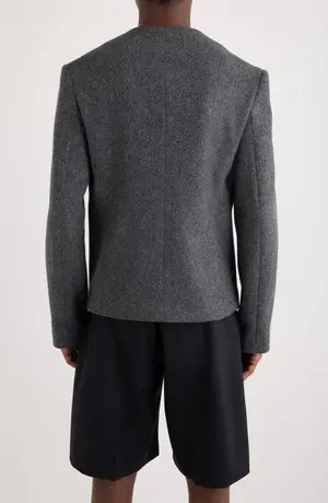 Jacquemus La Veste Sera Fitted Collarless Blazer - Dark Grey