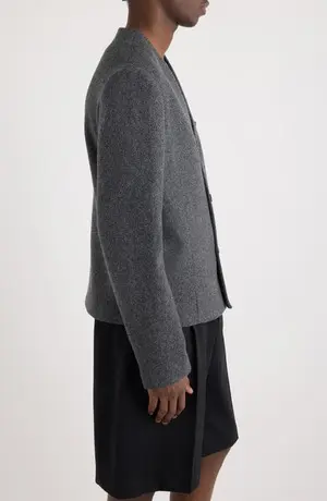 Jacquemus La Veste Sera Fitted Collarless Blazer - Dark Grey