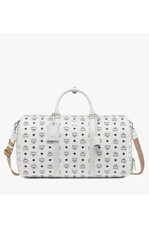 Mcm Ottomar Weekender Bag In Visetos - White