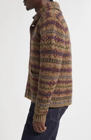 Double Rl Fair Isle Wool Cardigan