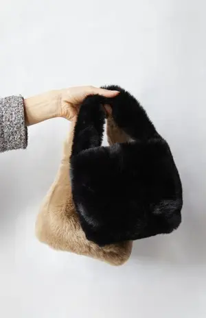 Hat Attack Faux Fur Mini Bag - Black