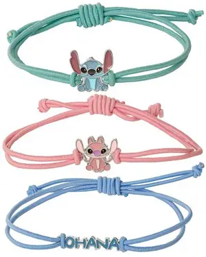 Disney Lilo & Stitch Charm Bracelet Set - Turquoise/ Pink/ Blue