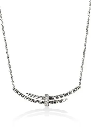 John Hardy Pavé Diamond Spear Station Necklace - Silver