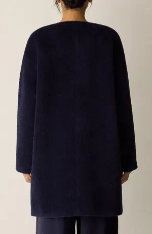 Eileen Fisher Collarless Wool And Alpaca-blend Coat