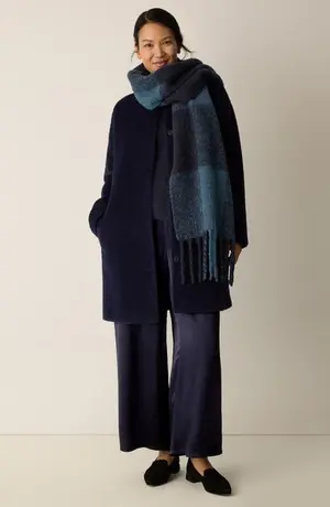 Eileen Fisher Collarless Wool And Alpaca-blend Coat