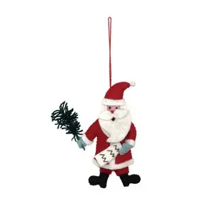 STORIED HOME Wool Felt Santa Ornament