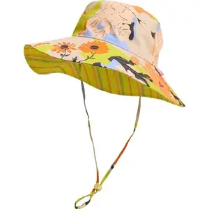 LOST PATTERN Frida X Cotton Reversible Sun Hat - Purple And Yellow