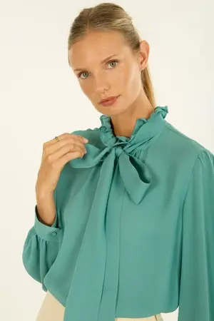 SECRET PON-PON Maribelle Blouse - Cyan Green