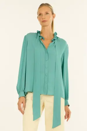 SECRET PON-PON Maribelle Blouse - Cyan Green