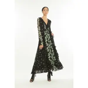 SECRET PON-PON Floral Print Maxi Dress