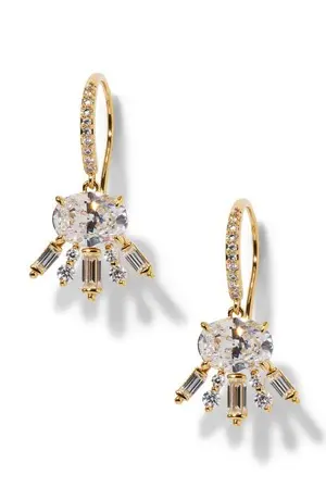 Nadri Stellar Halo Drop Earrings - Gold