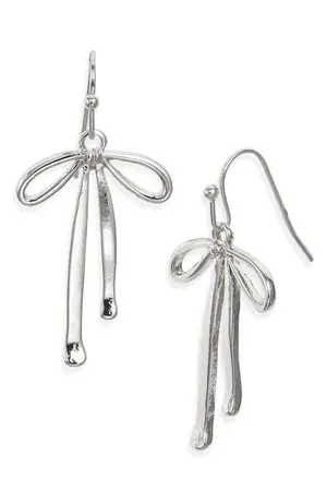 Bp. Bow Drop Earrings - Rhodium