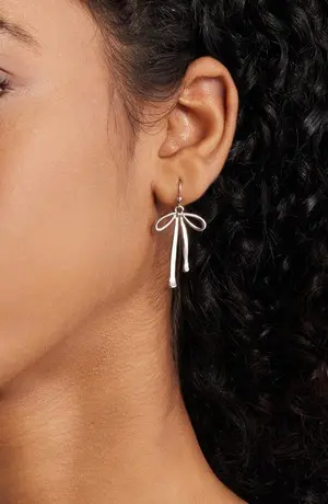 Bp. Bow Drop Earrings - Rhodium
