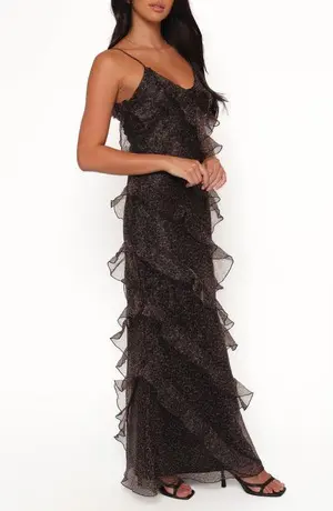 PETAL & PUP Leopard Print Chiffon Maxi Dress - Black Leopard