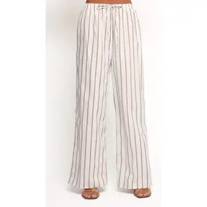 PETAL & PUP Stripe Drawstring Cotton-linen Pants