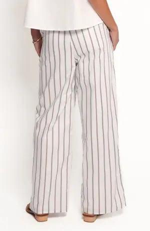 PETAL & PUP Stripe Drawstring Cotton-linen Pants
