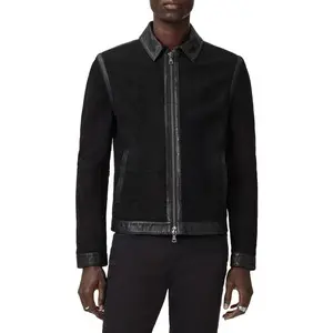 John Varvatos Jaxon Leather-trimmed Suede Jacket - Black