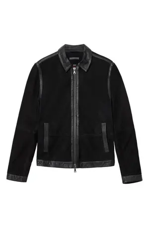 John Varvatos Jaxon Leather-trimmed Suede Jacket - Black