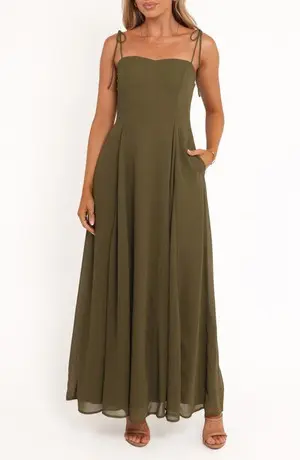 PETAL & PUP Rayna Tie Strap Maxi Dress