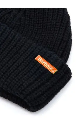 Barbour Mosely Cotton & Wool Blend Beanie - Black