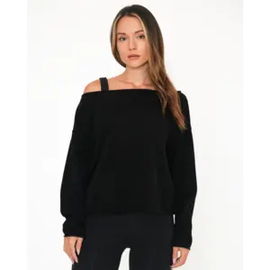 REBODY Romy Off Shoulder Cashmere Sweater - Black
