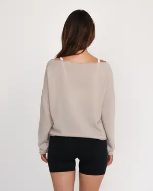 REBODY Romy Off Shoulder Cashmere Sweater - Sand