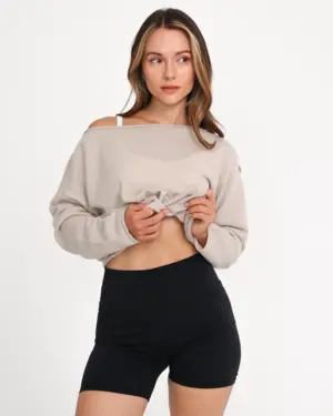 REBODY Romy Off Shoulder Cashmere Sweater - Sand