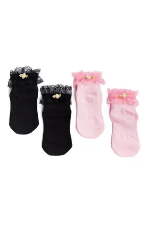 AREBESK Diana Ruffle 2-pack Grip Socks