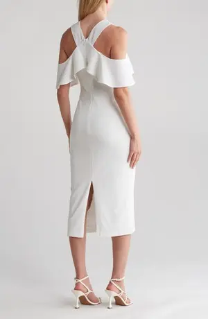 Rachel Rachel Roy Jolie Ruffle Cold Shoulder Midi Dress