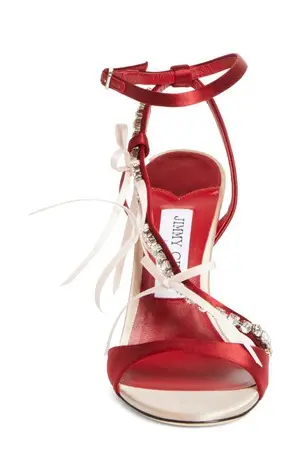 JIMMY CHOO Lula Ankle Strap Sandal - Macaron/ruby Red
