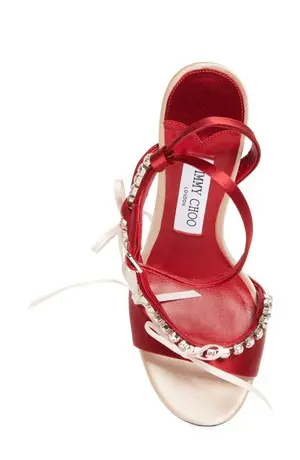 JIMMY CHOO Lula Ankle Strap Sandal - Macaron/ruby Red