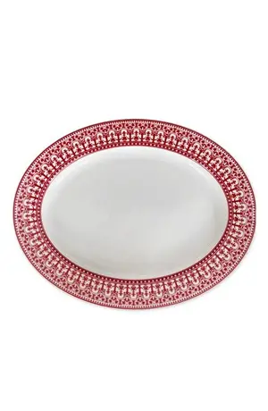 CASKATA Casablanca Crimson Rimmed Oval Platterporcelain - Red